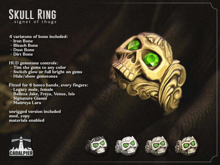 Second Life Marketplace - [CABALPIER] Skull Ring - Bones